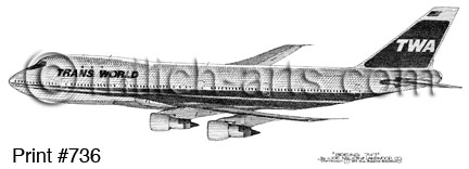 BOEING 747 (TWA) (#736) – Aviation Art of Joe Milich